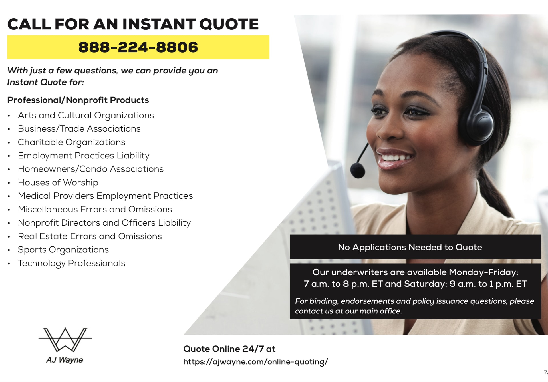 Instant Phone Quoting - A.J. Wayne & Associates, Inc.